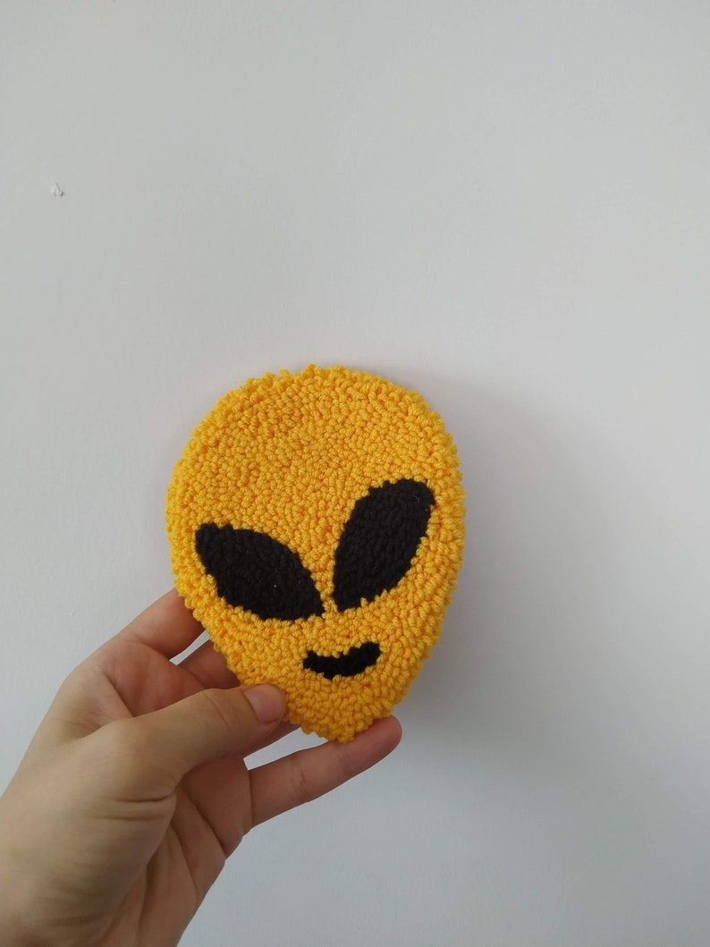 Hand Tufted Alien Head Punch Needle Coasters Set of 2 Mini - Etsy