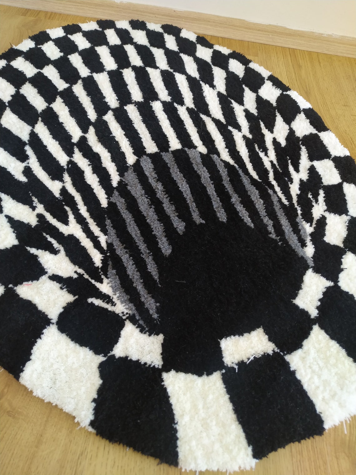 3d Illusion Hand Tufting Rugs, Black and White Handmade Area Carpet ...