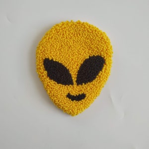 Hand Tufted Alien Head Punch Needle Coasters, Set of 2 Mini Mug Rug ...