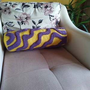Colorful Bolster Punch Needle Pillow Cover, Handmade Tufted Cylindrical ...