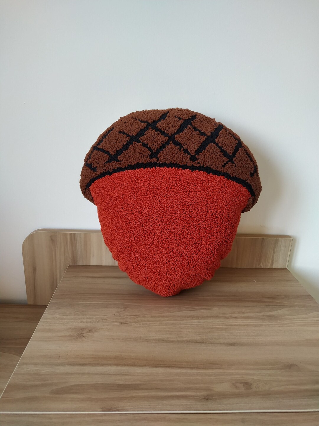 Punch Needle Acorn Shaped Pillow, Hand Tufted Decorative Throw Pillow ...