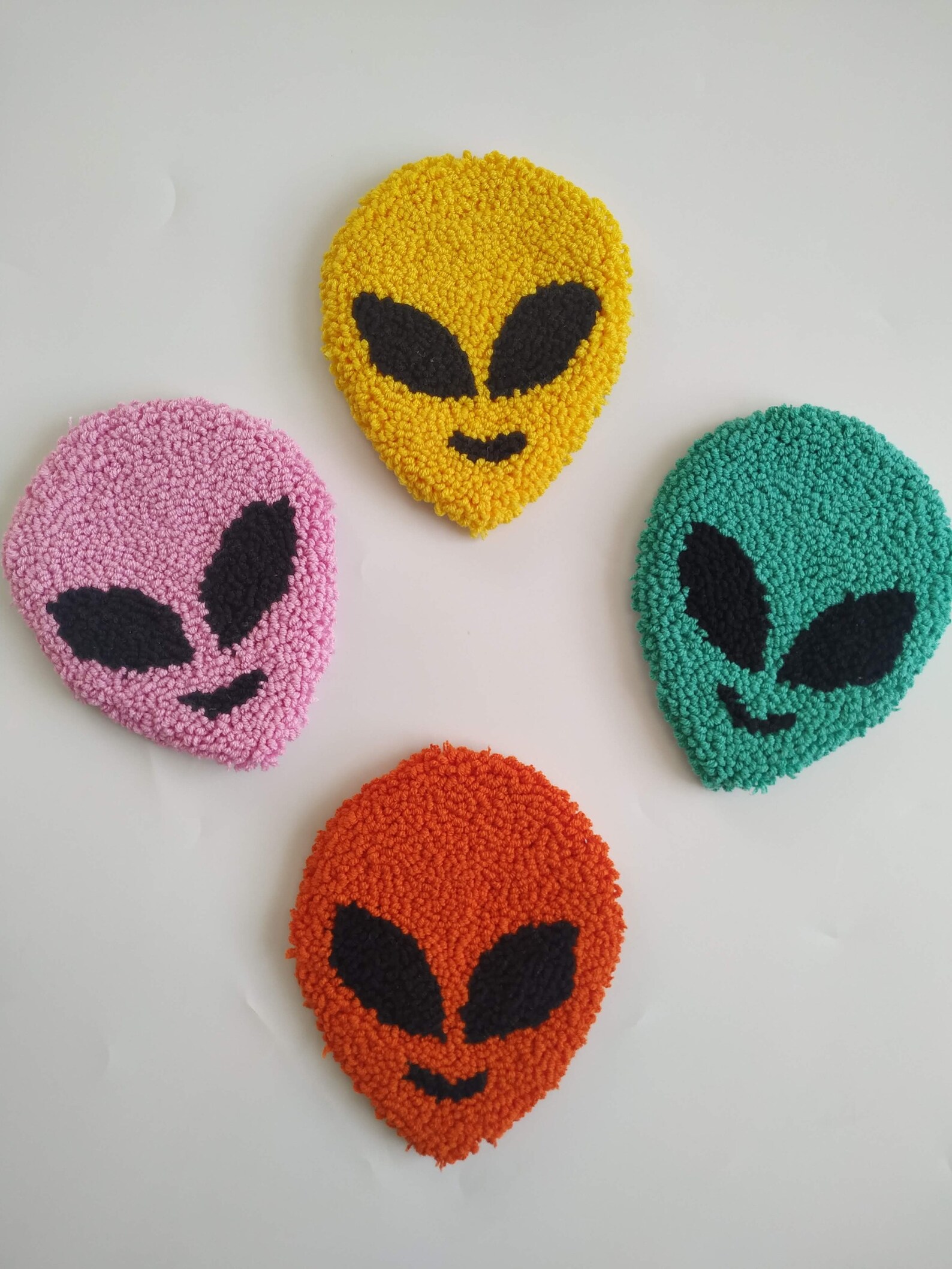 Hand Tufted Alien Head Punch Needle Coasters Set of 2 Mini - Etsy