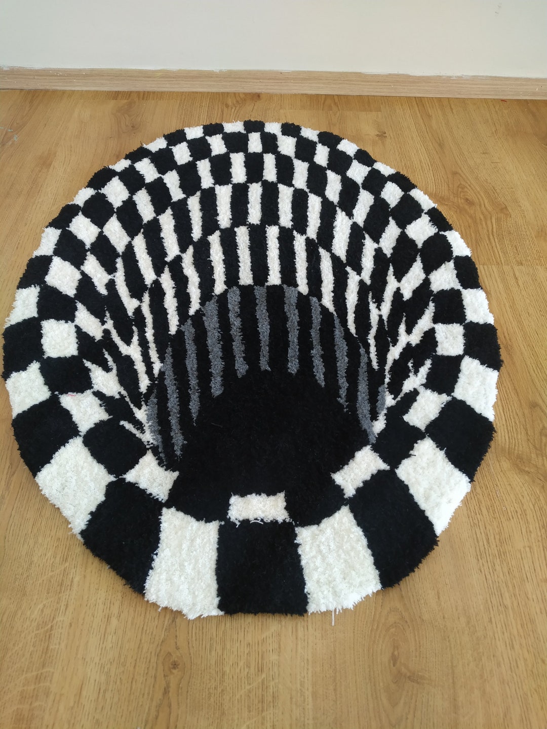 3d Illusion Hand Tufting Rugs, Black and White Handmade Area Carpet ...