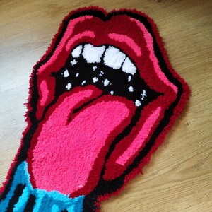 Lip Tongue Tufting Rug: Handmade Cotton & Acrylic Yarn - Etsy
