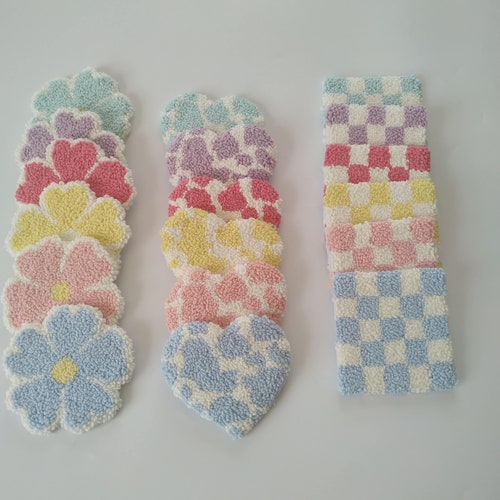 Punch Needle Coasters Mug Rugs Danish Pastel Coaster Tufted - Etsy