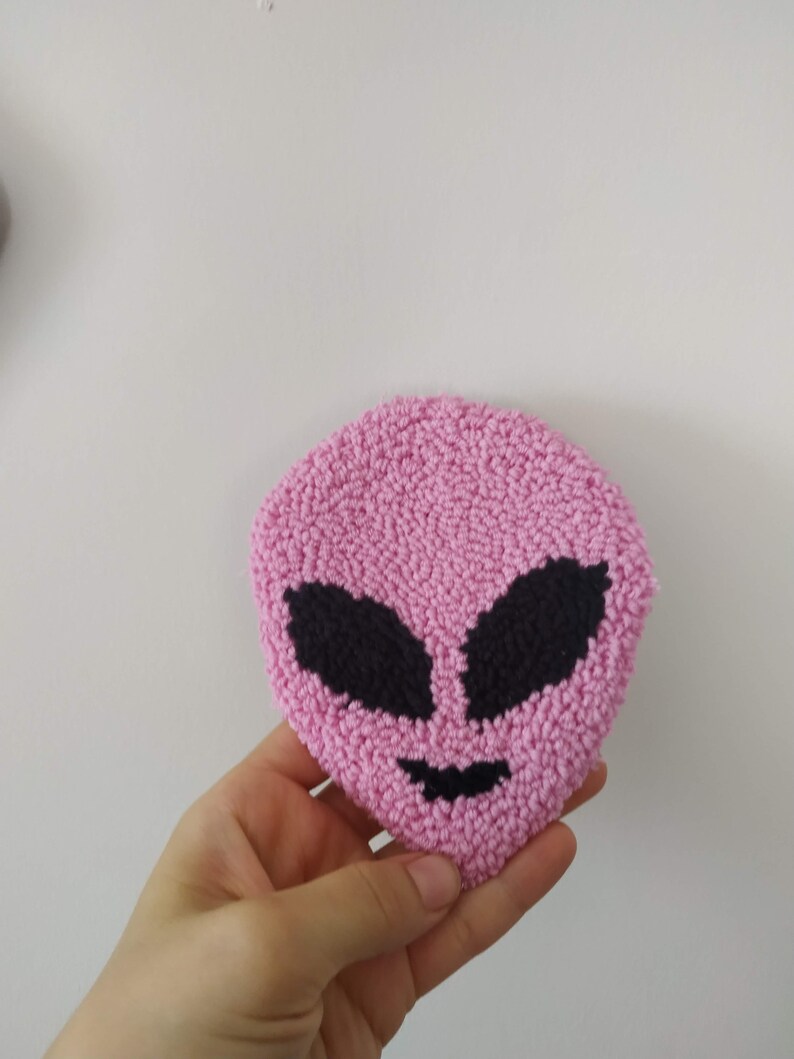 Hand Tufted Alien Head Punch Needle Coasters Set of 2 Mini - Etsy