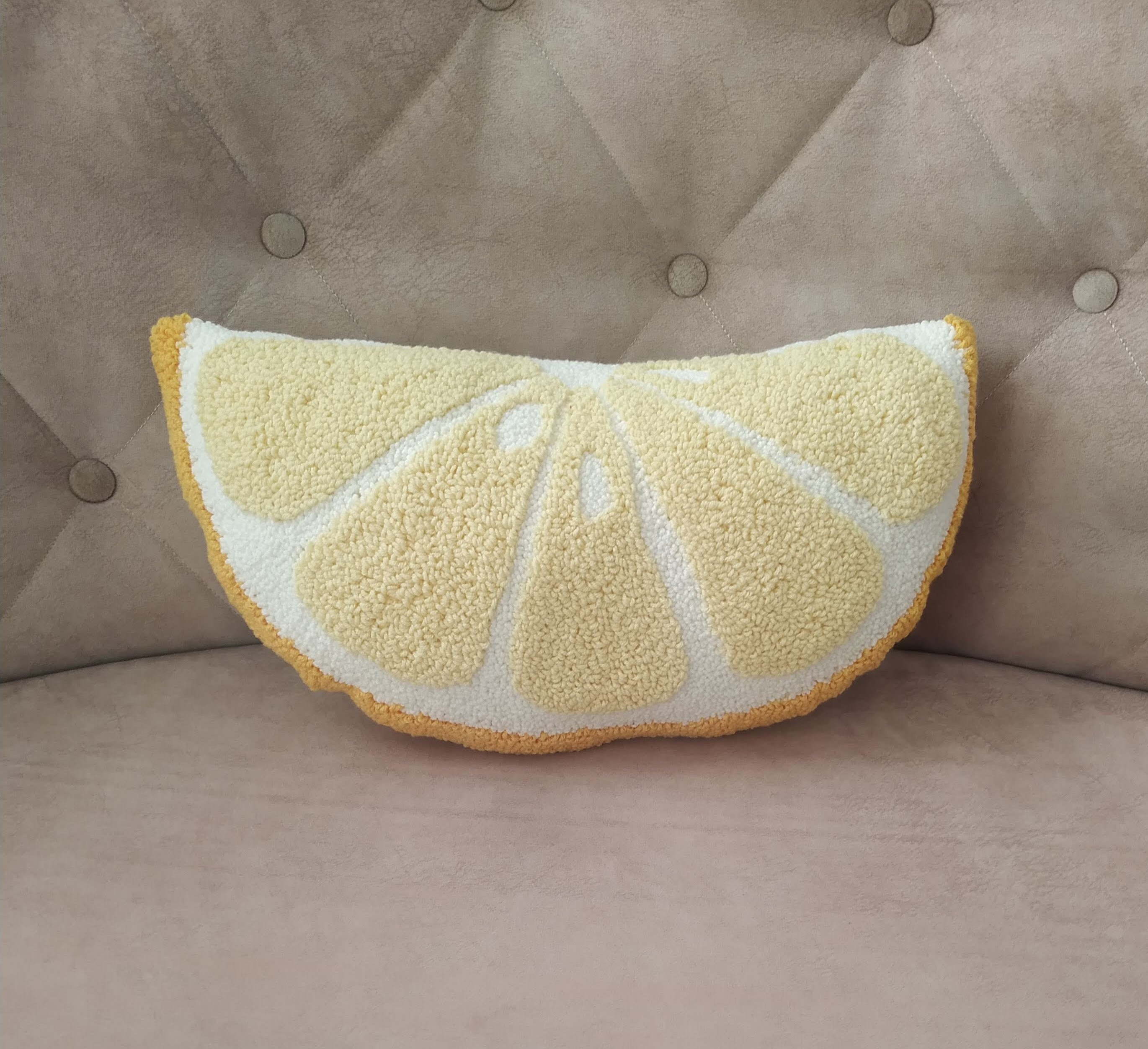 Handmade Tufted Lemon Slice Punch Needle Pillow - Etsy