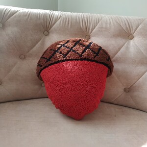 Punch Needle Acorn Shaped Pillow, Hand Tufted Decorative Throw Pillow ...
