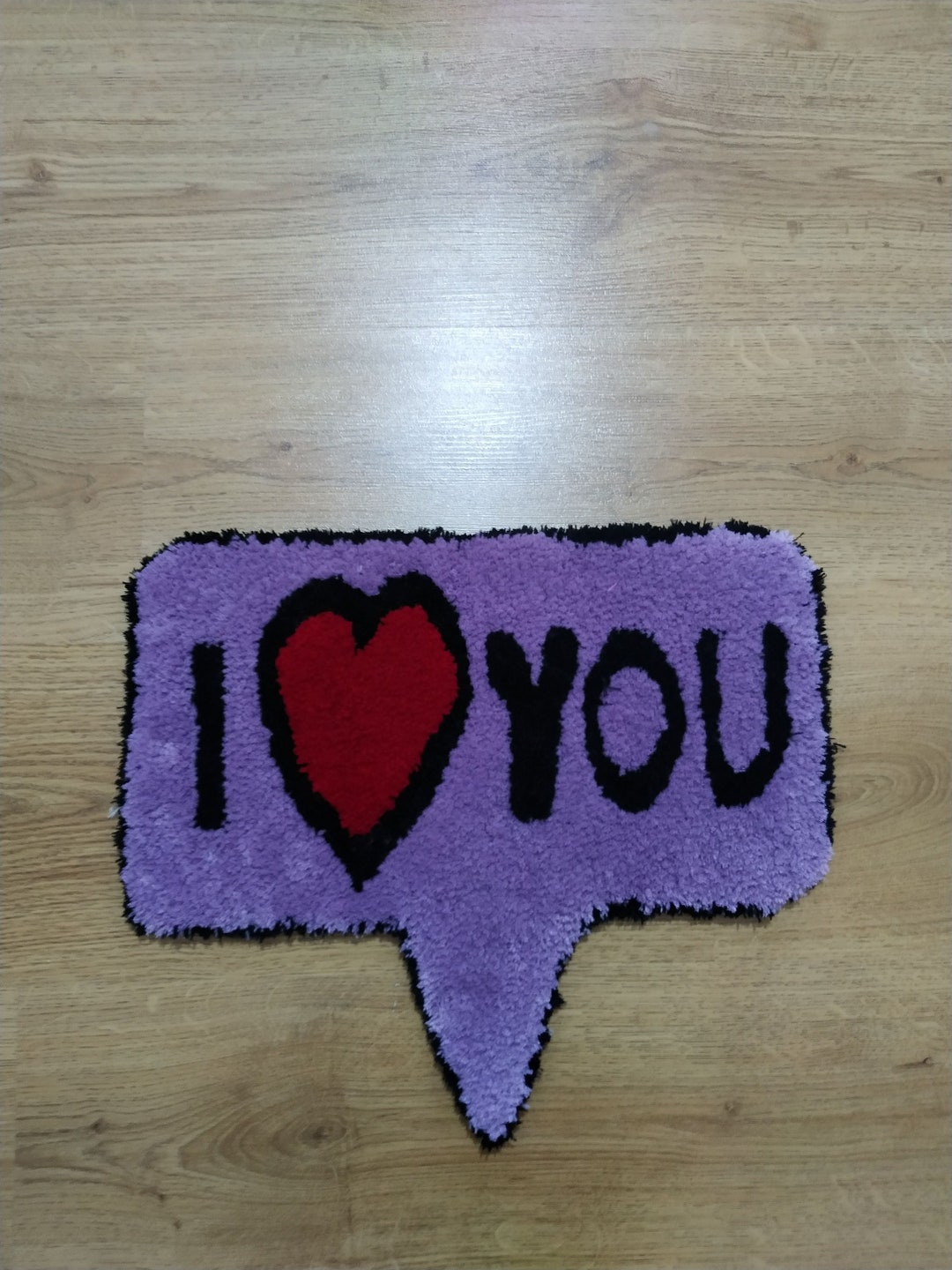 I Love You Handmade Tufted Rug, Tufting Girl Room Rug, Cute Lilac Dorm ...