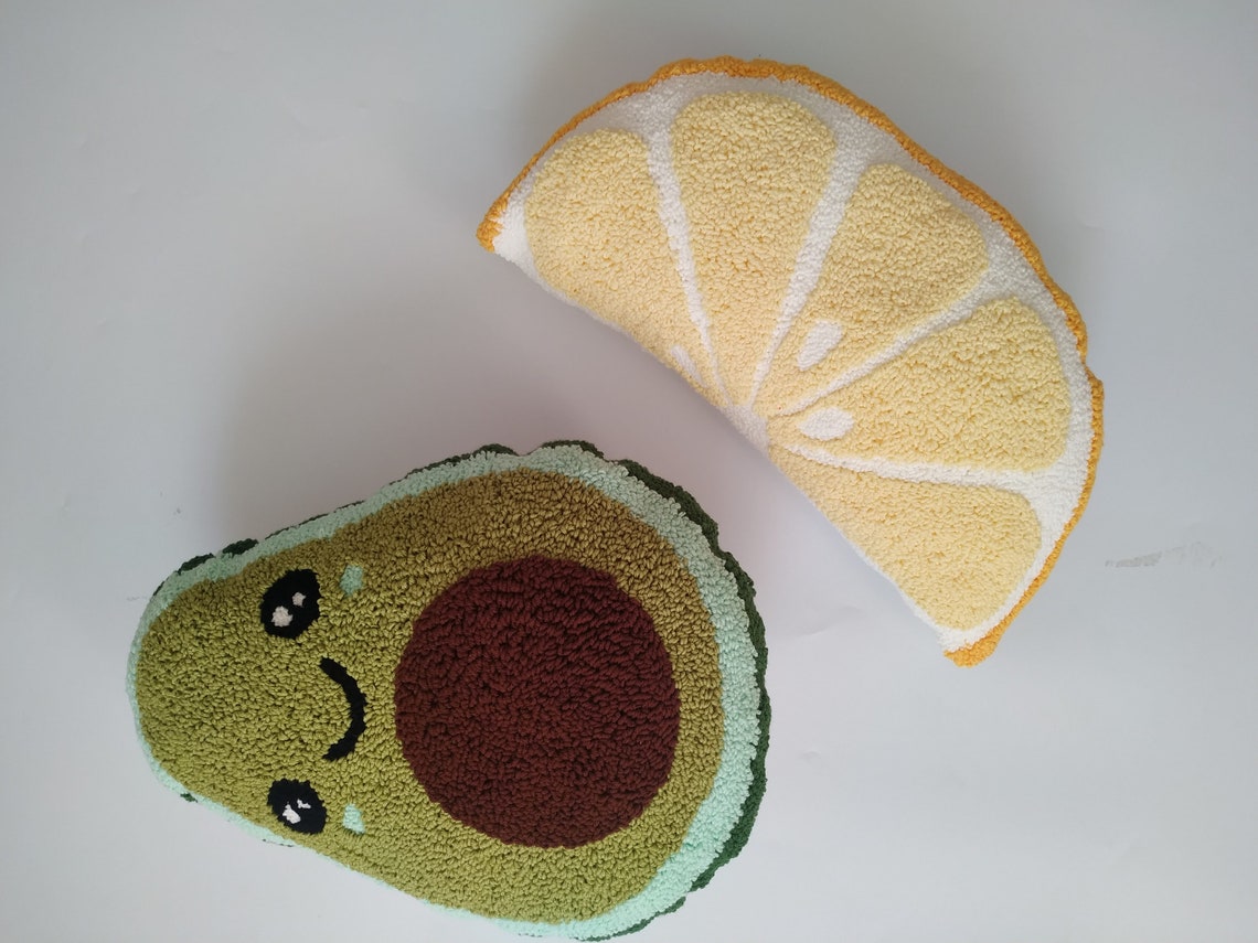 Handmade Tufted Lemon Slice Punch Needle Pillow Funny - Etsy