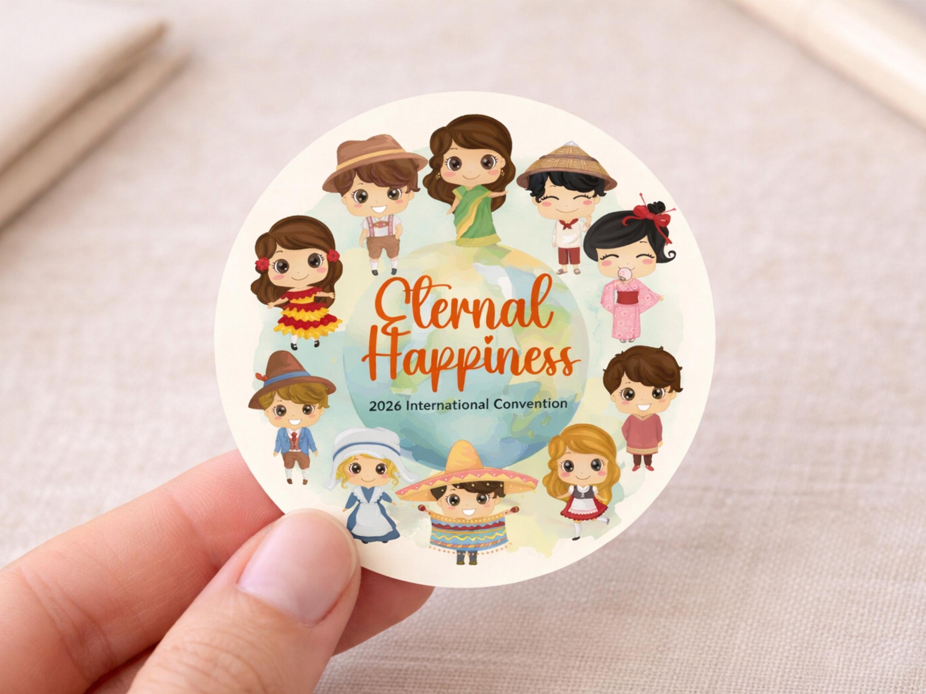 Eternal Happiness 2026 Convention Sticker Sheet – 6 Round 2” Stickers ...