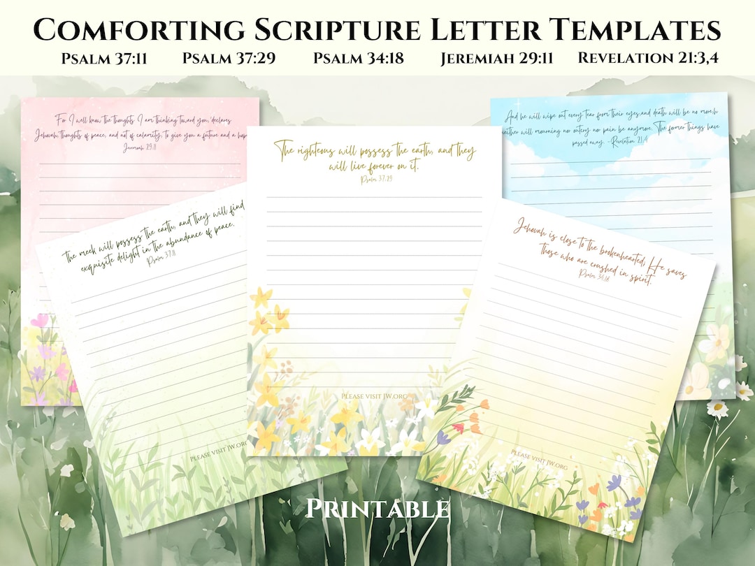 JW Comforting Scripture Letter Writing Templates | Ministry | Jehovah's ...