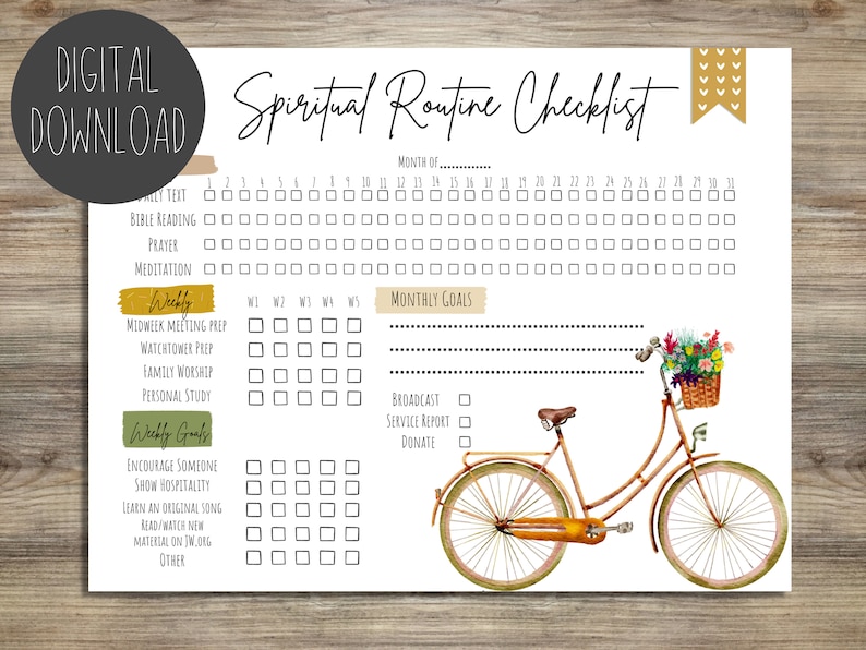 JW Spiritual Routine Checklist | Bicycle | Jehovah's Witnesses ...