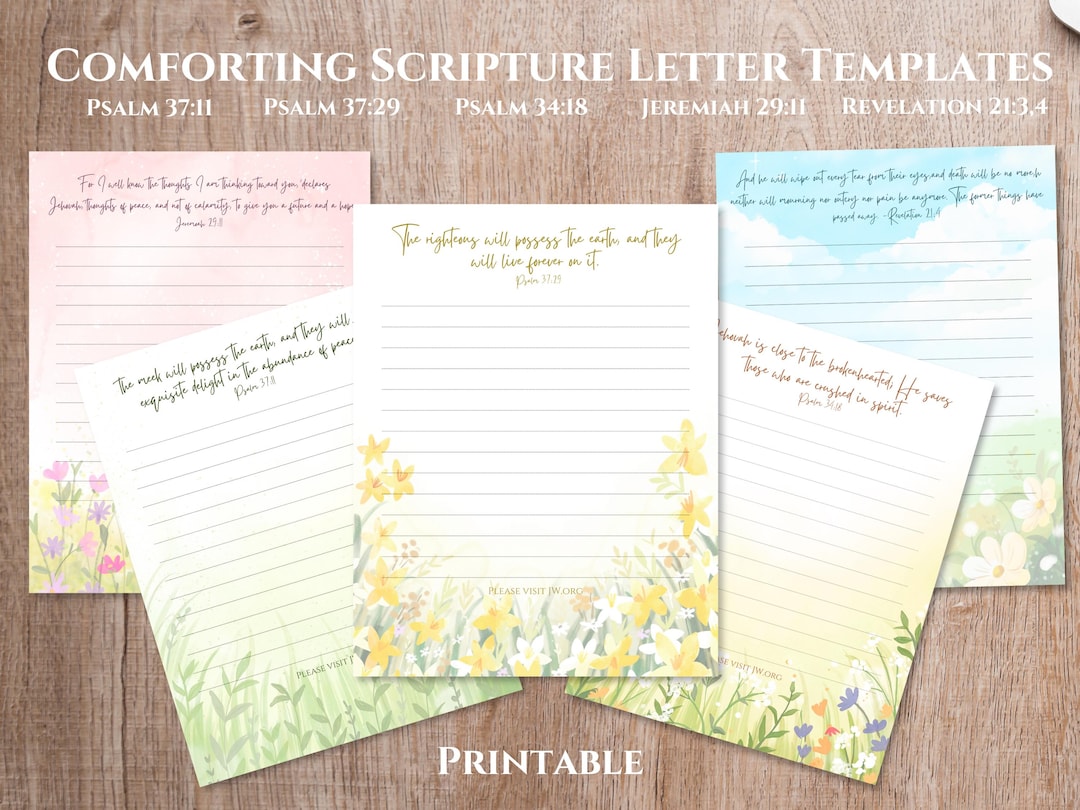 JW Comforting Scripture Letter Writing Templates | Ministry | Jehovah's ...