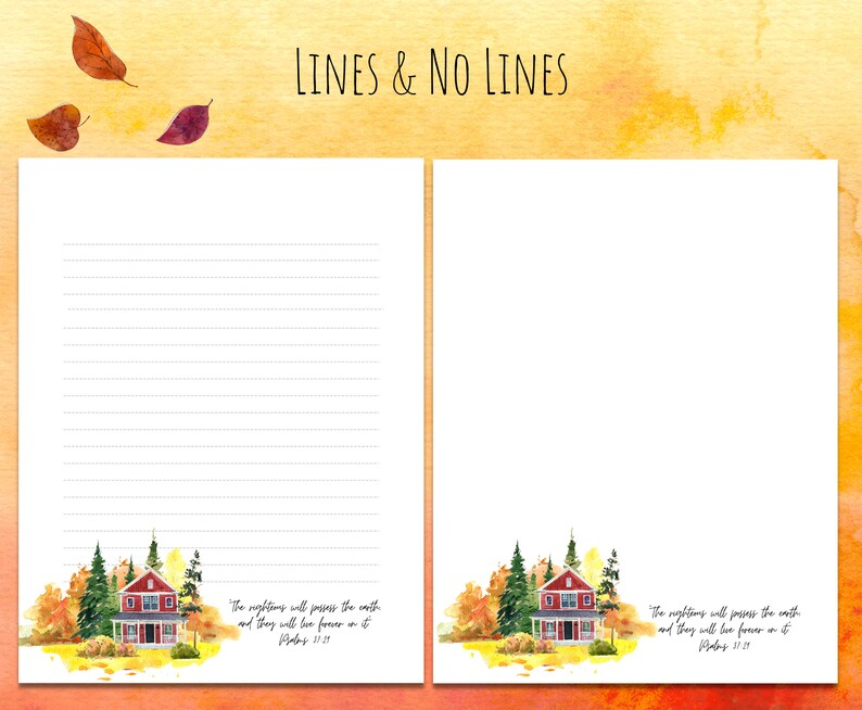JW Autumn Letter Writing Templates | Text | Psalm 37:29 | Lines & No ...