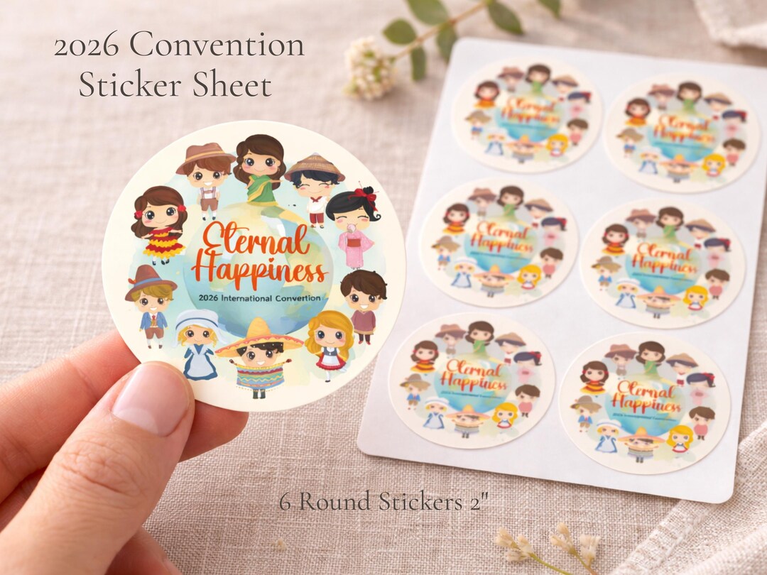 Eternal Happiness 2026 Convention Sticker Sheet – 6 Round 2” Stickers ...