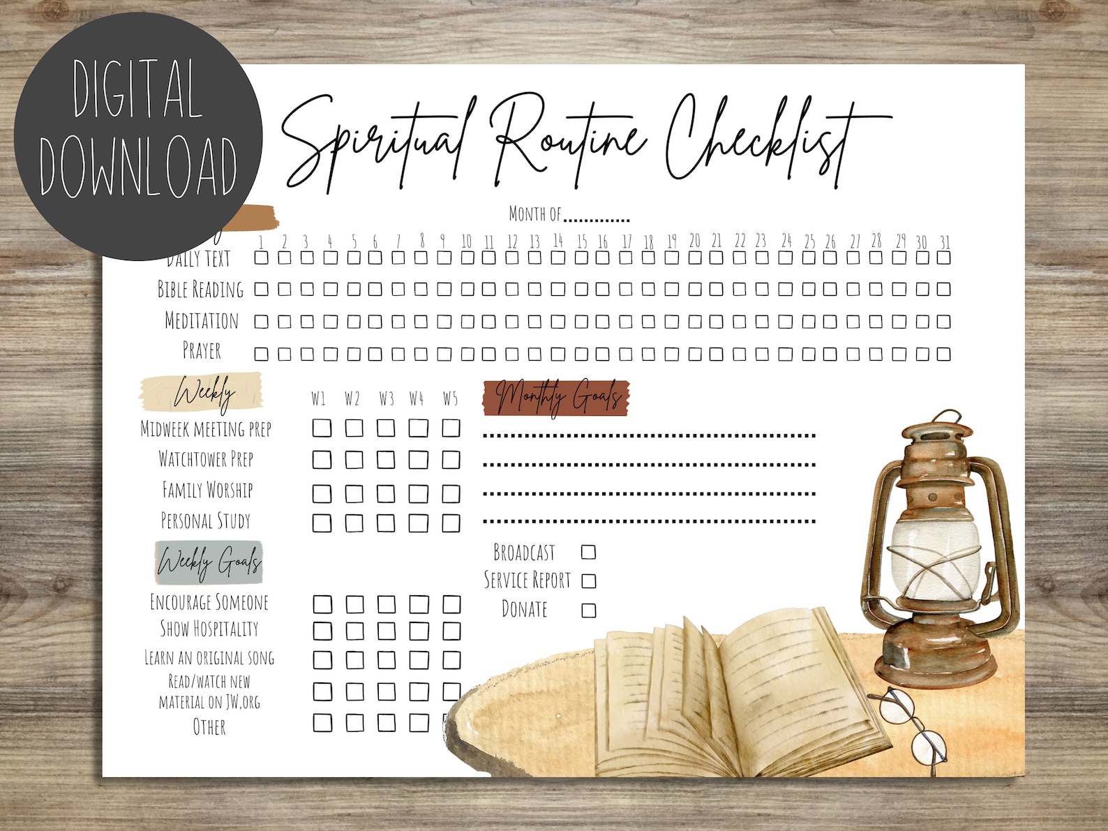 JW Spiritual Routine Checklist Lantern jehovah's - Etsy