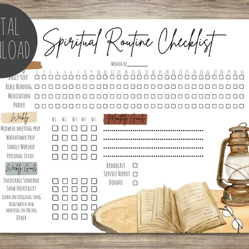 JW Spiritual Routine Checklist Lantern jehovah's - Etsy