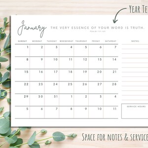 Printable JW Calendar 2023 Year Text Psalm 119:60 Minimalist Service ...