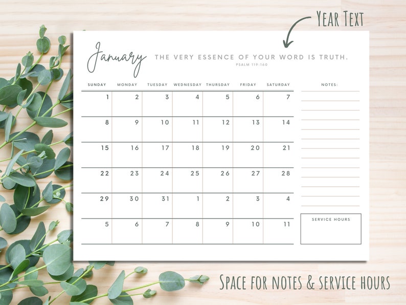 Printable JW Calendar 2023 Year Text Psalm 119:60 - Etsy
