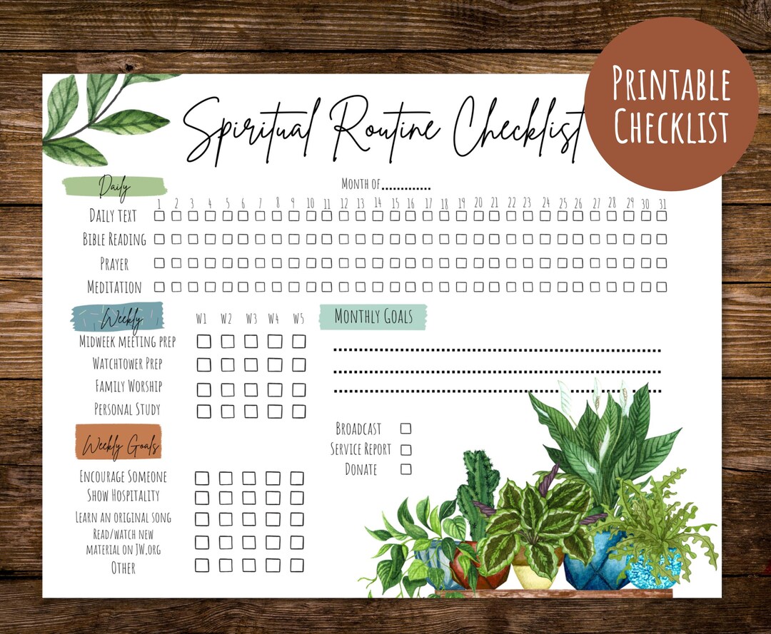 JW Spiritual Routine Checklist | Plant Love | Jehovah's Witnesses ...