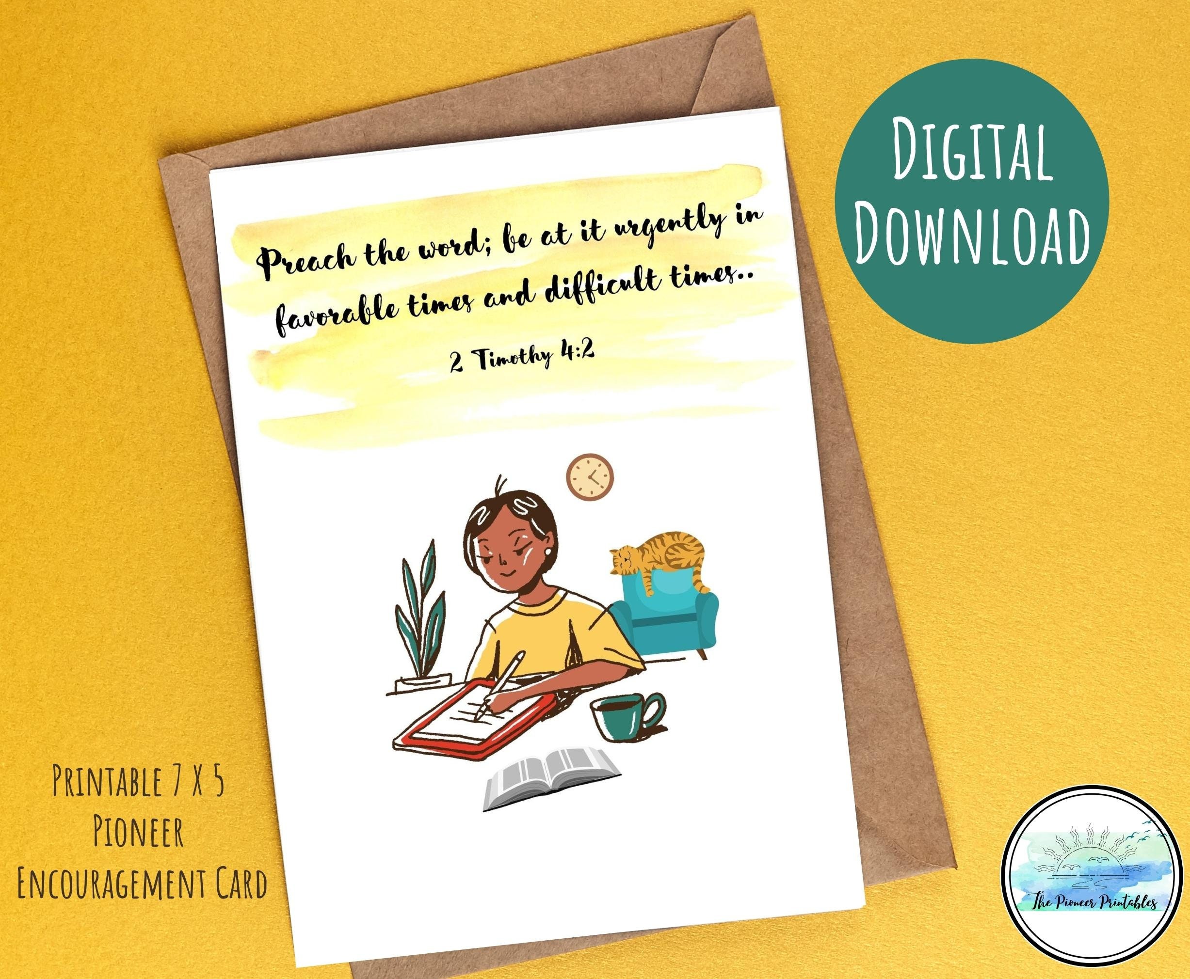 Printable Pioneer Encouragement Card JW Preach the Word | Etsy UK