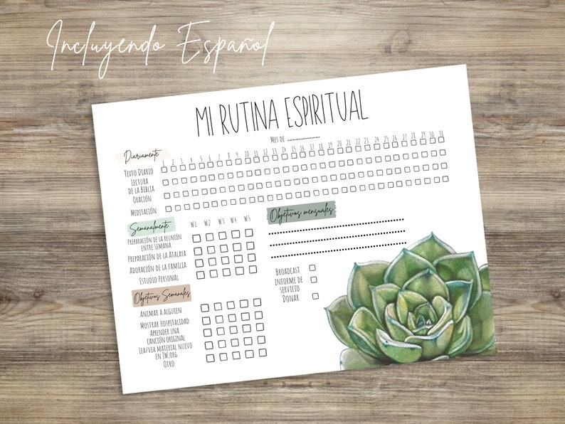 Spiritual Routine Checklist Succulent Design JW - Etsy