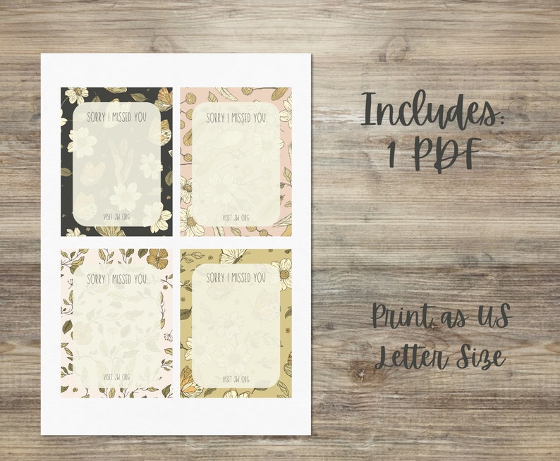 Sorry I Missed You Notes JW Printable Vintage Floral - Etsy