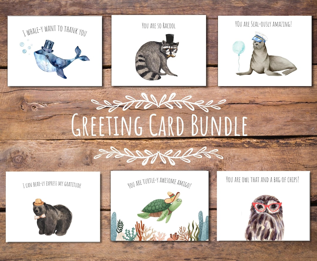Funny Thank You Card Bundle | Greeting Card | Appreciation | Animal ...