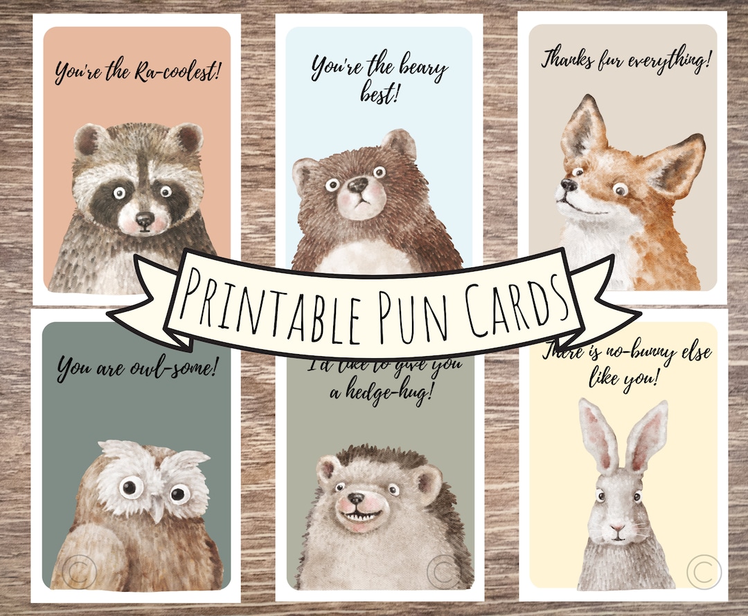 Printable Pun Card Bundle | Cute & Funny Greeting Cards | Thank You ...