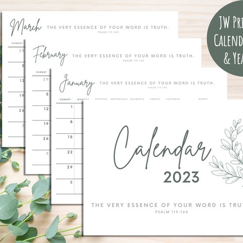 Printable JW Calendar 2023 Year Text Psalm 119:60 - Etsy
