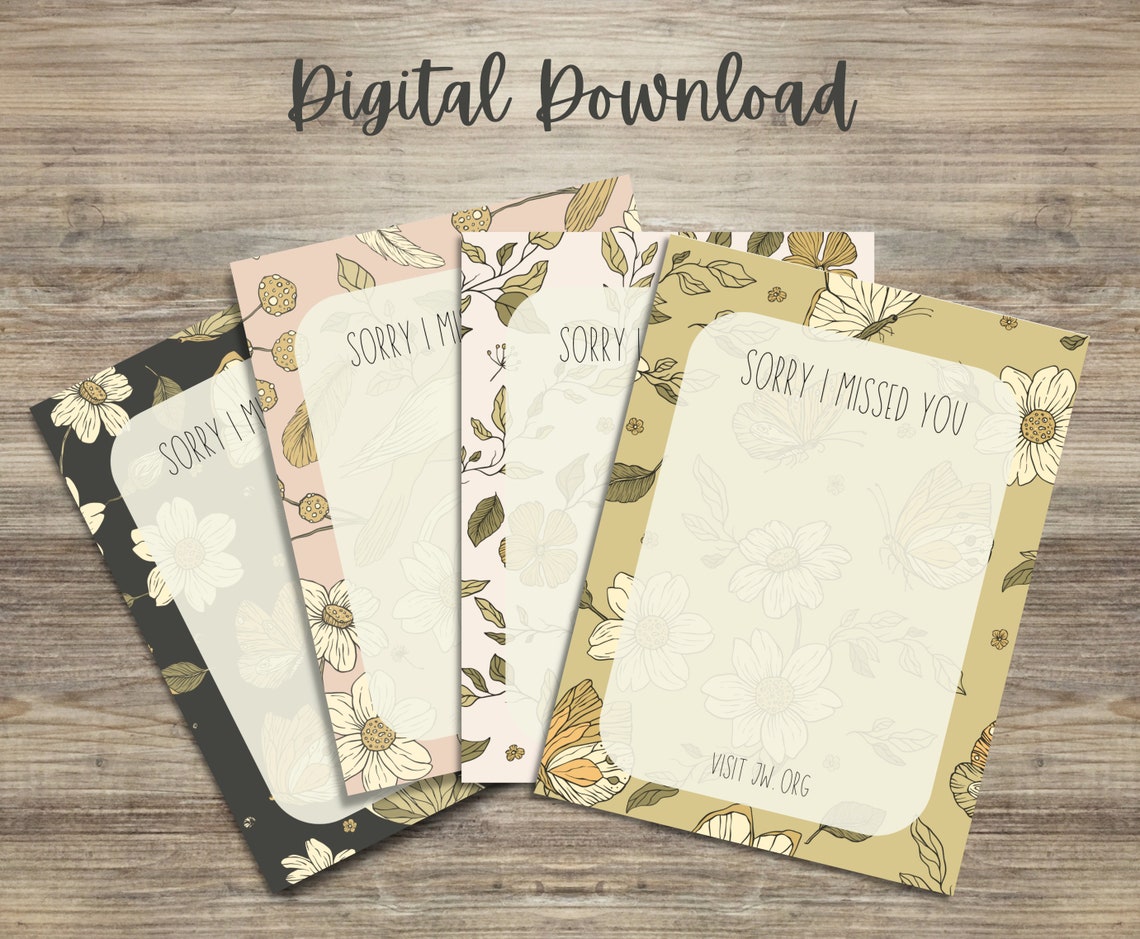 Sorry I Missed You Notes JW Printable Vintage Floral - Etsy