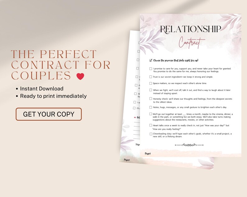 Digital Relationship Contract for Couples | Couples Agreement | Love ...