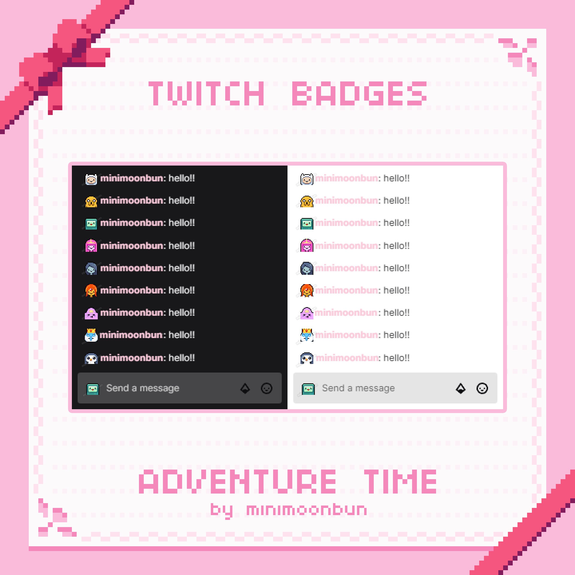 Adventure Time Badges Cute Pixel Art Twitch Sub/bit Badges - Etsy