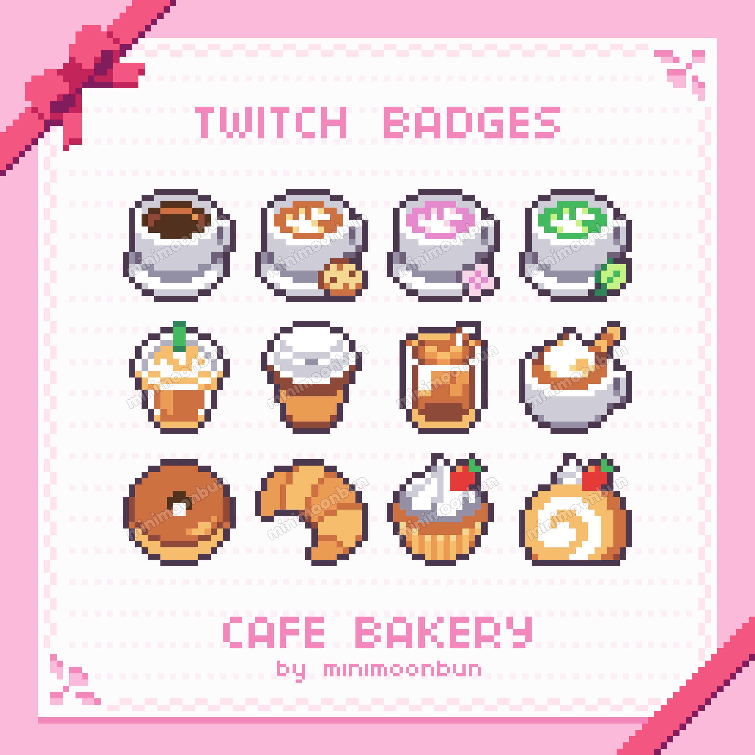 Cafe Bakery Badges Cute Pixel Art Twitch Sub/bit Badges - Etsy