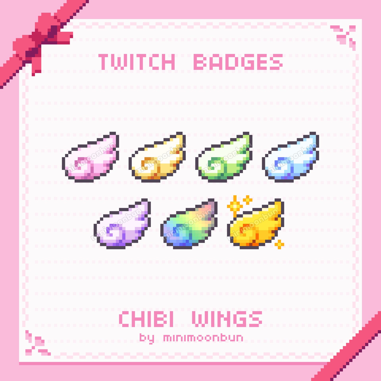 Chibi Angel Wings Badges Cute Pixel Art Twitch Sub/bit Badges - Etsy