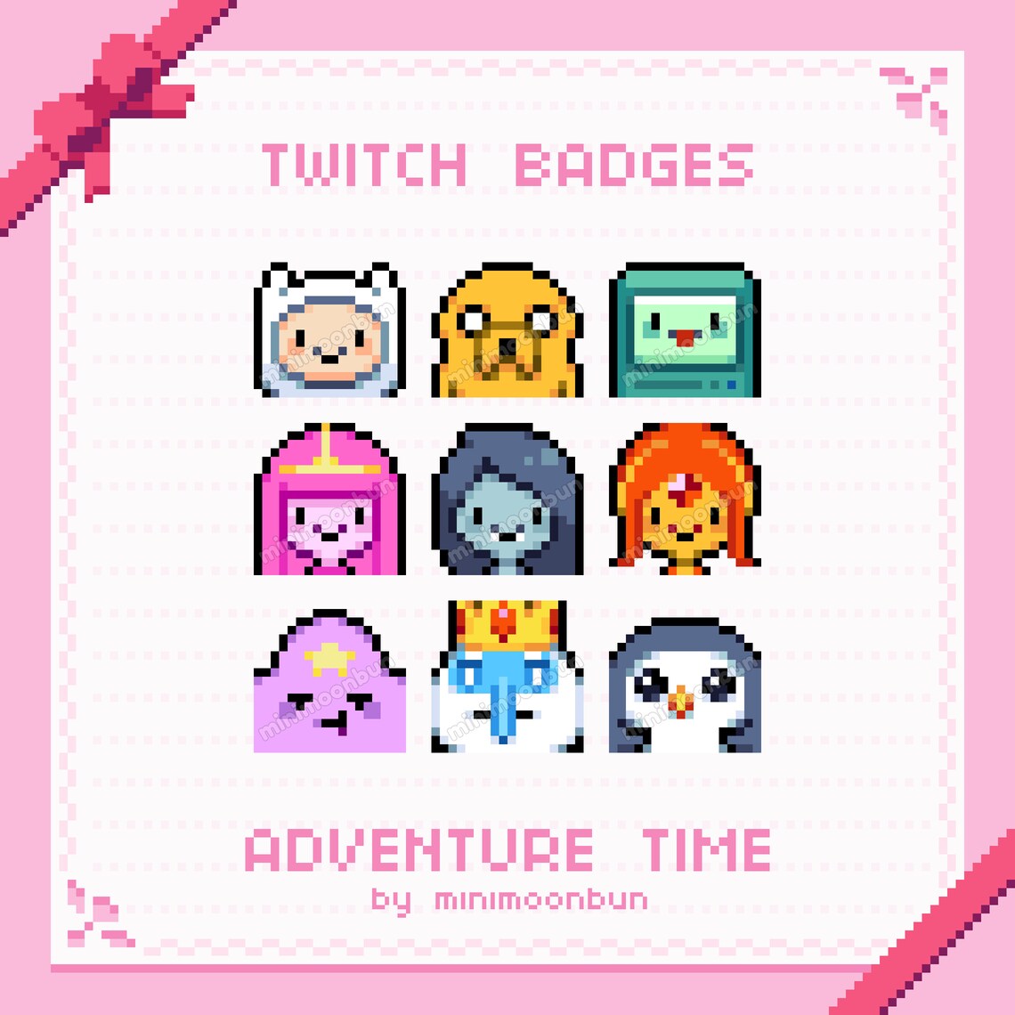 Adventure Time Badges Cute Pixel Art Twitch Sub/bit Badges - Etsy