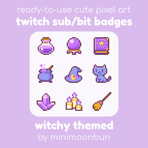 Magical Witchy Badges Cute Pixel Art Twitch Sub/bit Badges - Etsy