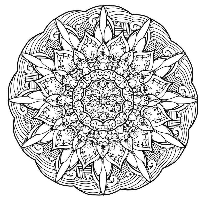 100 Mandala Coloring Pages - Stress Relief Coloring for Adults - Etsy