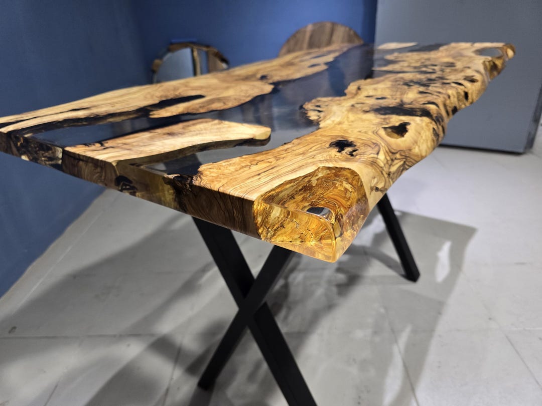 30" X 60" Live Edge Table, Clear Epoxy Resin Bar Table - Etsy