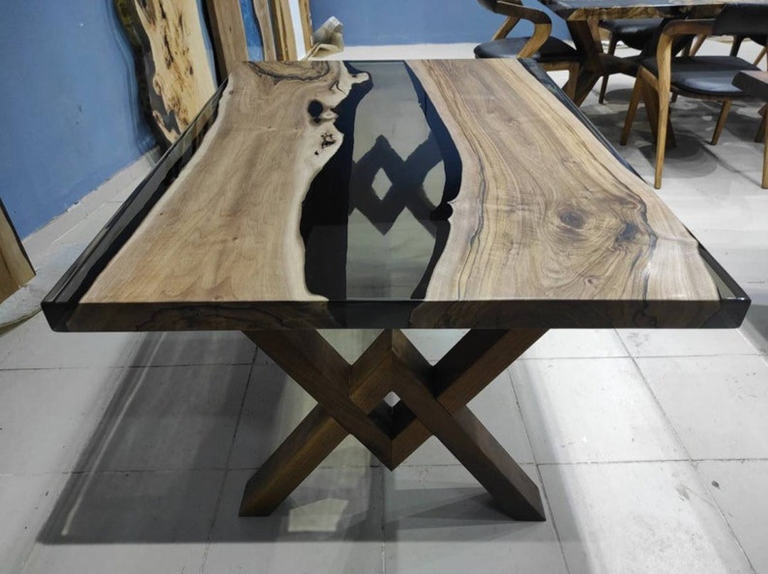 Epoxy Walnut Resin Coffee Table Custom Live Edge Dark Walnut - Etsy