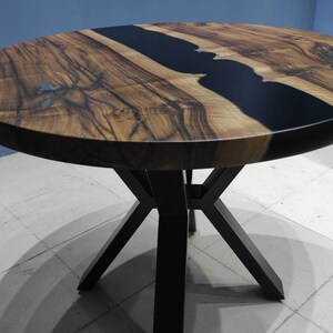 Custom 38 Round Dark Walnut Wood Black Epoxy Dining Table Round Epoxy ...
