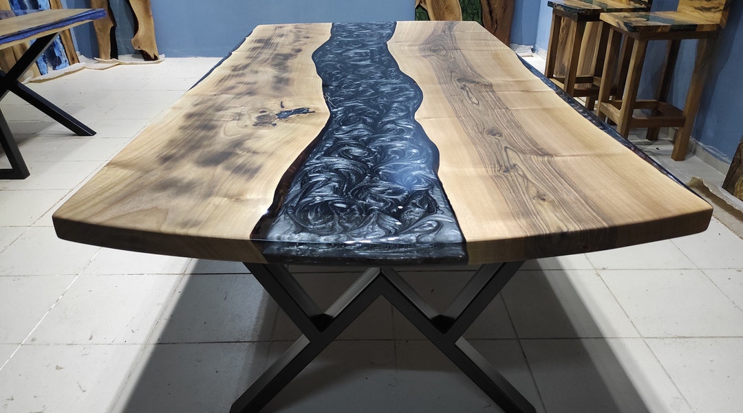 Walnut Resin Dining Table, Epoxy Coffee Table, Kitchen Epoxy Table ...