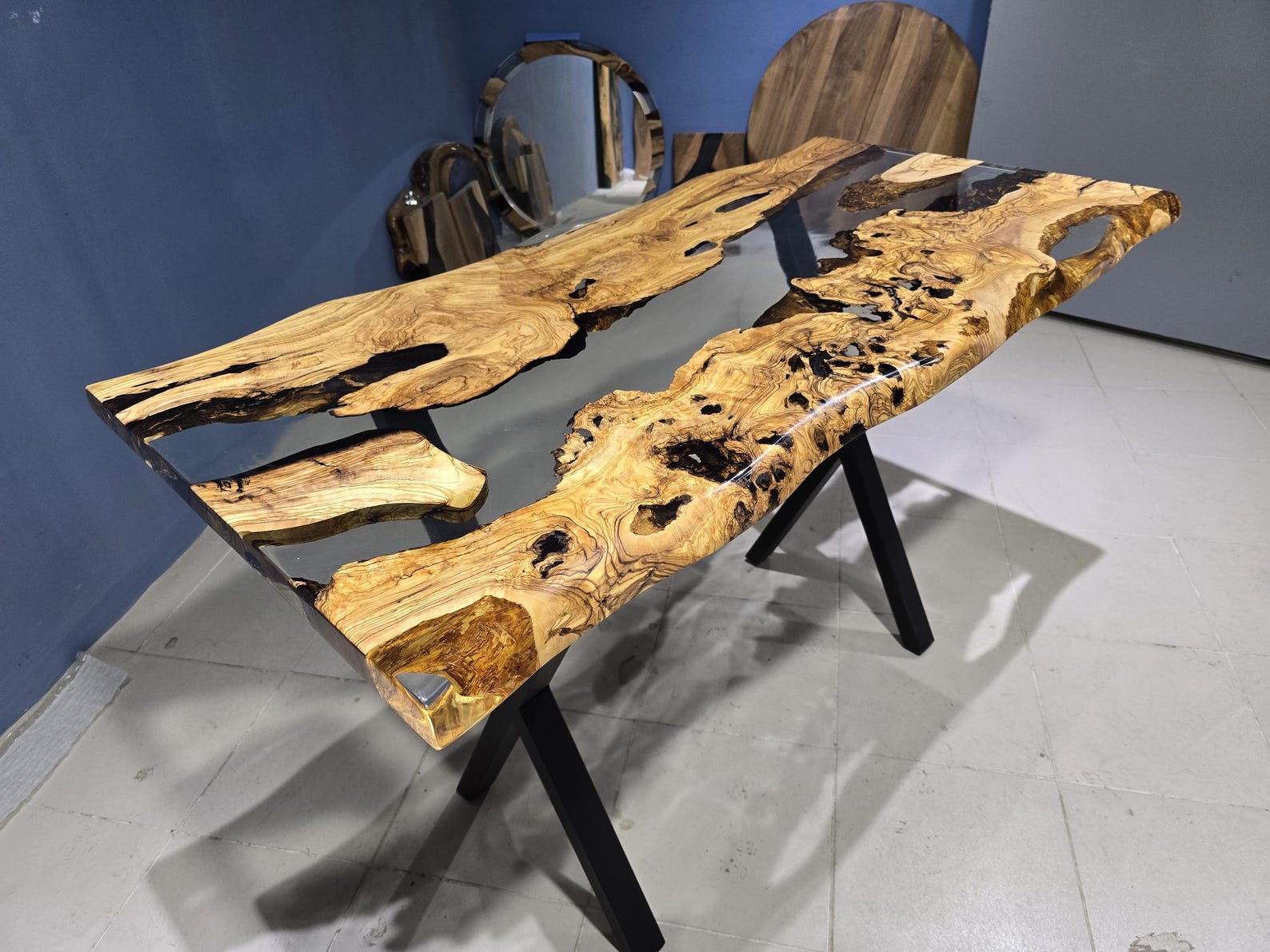 30" X 60" Live Edge Table, Clear Epoxy Resin Bar Table - Etsy