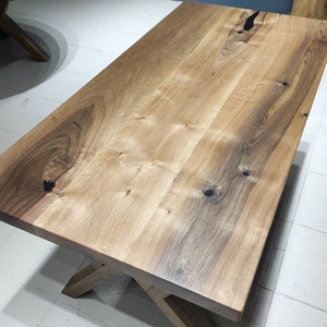 Natural Walnut Wood Dining Table, Handmade Solid Walnut Table, Natural ...