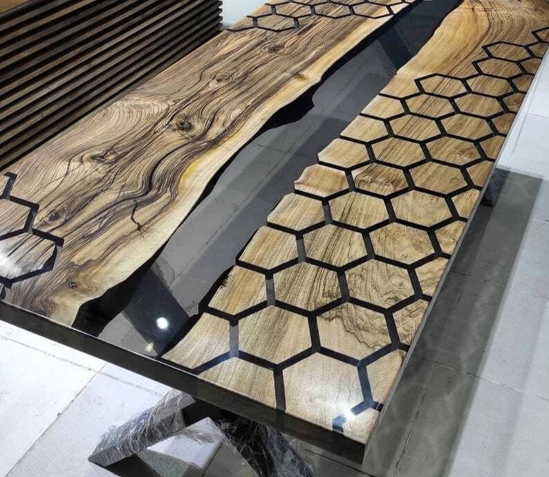 Luxury Furniture Smoke Epoxy Resin Table Hexagon Epoxy - Etsy