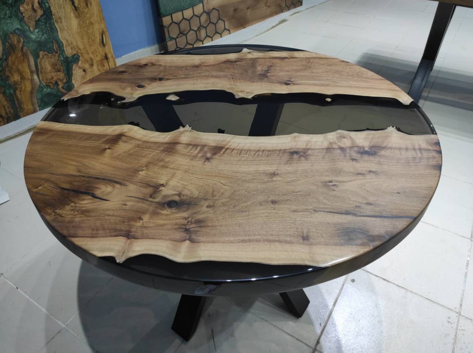 River Smoke Epoxy Resin Round Coffee Table Dining Epoxy - Etsy