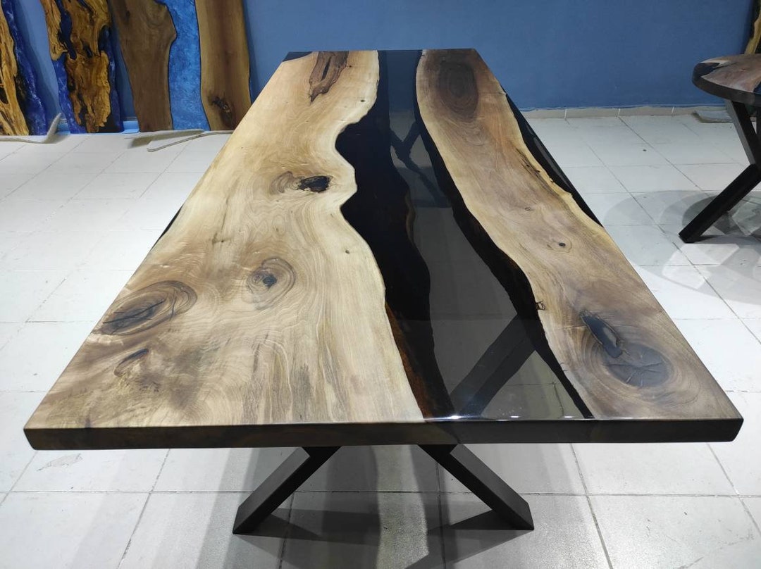 108" X 40" Walnut Tree Smoke Epoxy Dining Table, Conferance Resin Table ...
