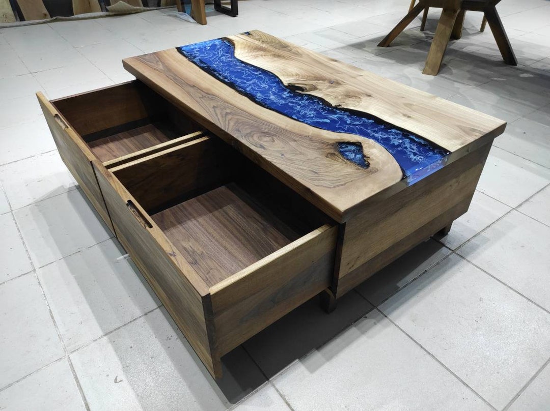 Epoxy Resin Drawer Table, Luxury Sitting Groups, Coffee Table - End ...