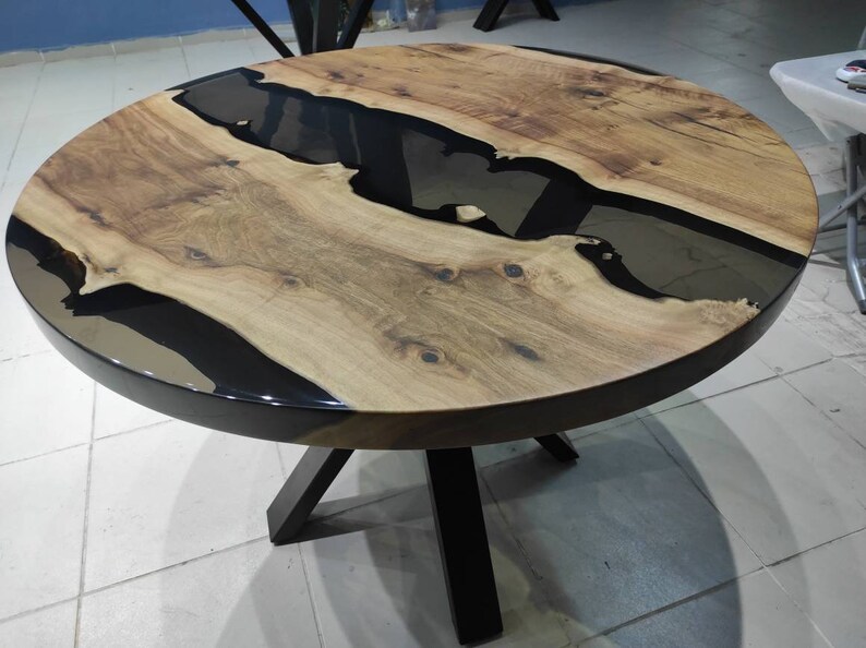 River Smoke Epoxy Resin Round Coffee Table Dining Epoxy - Etsy